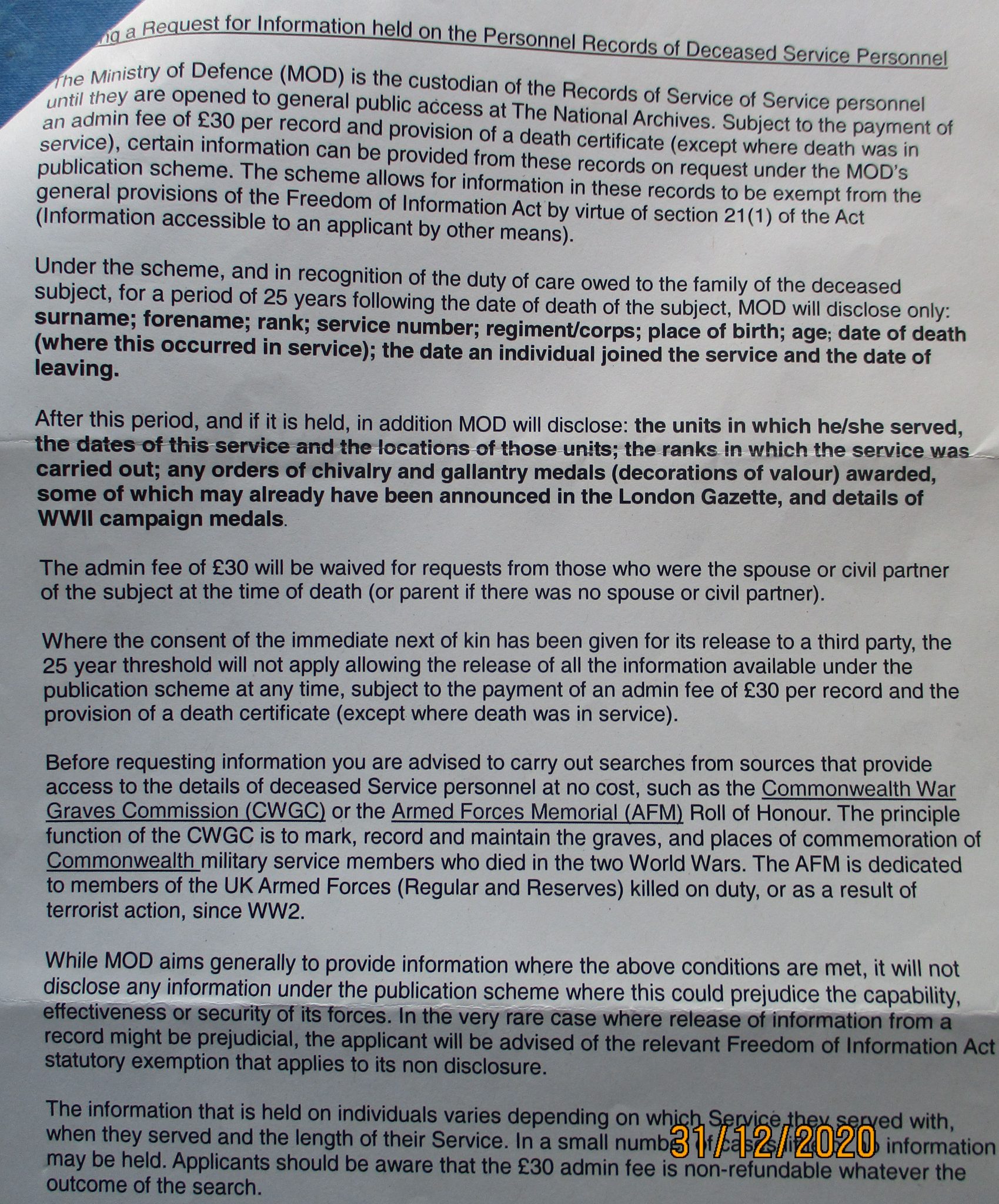 Service records from Veterans Agency - what do you receive? - The Long ...