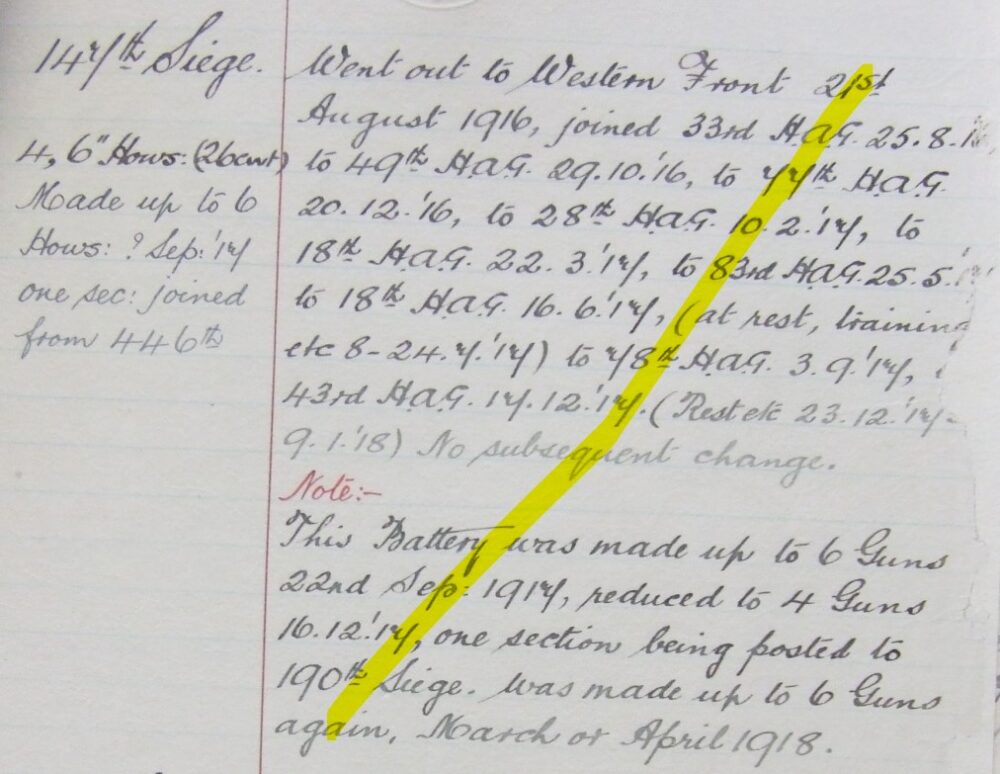 Allocations of Siege Batteries to higher commands, 141st to 160th - The ...
