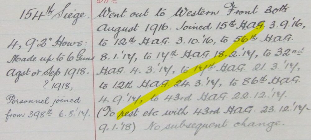 Allocations of Siege Batteries to higher commands, 141st to 160th - The ...