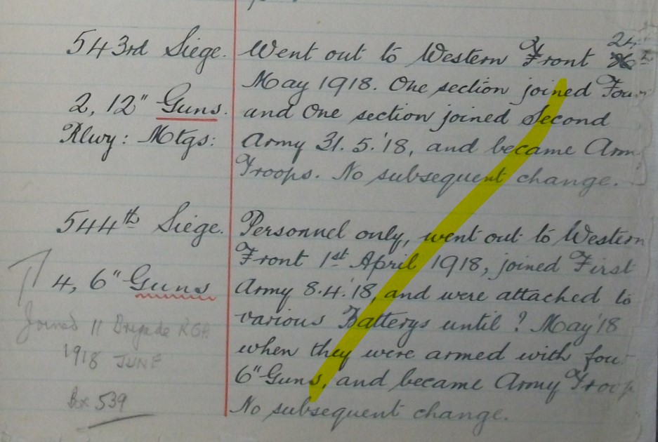 Allocations of Siege Batteries to higher commands, 502nd to 553rd - The ...